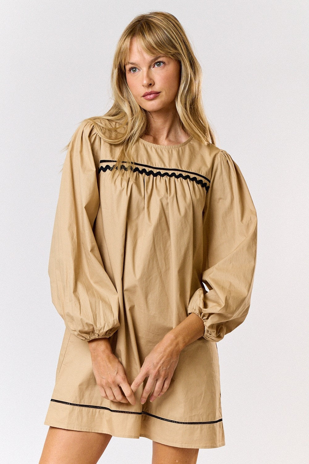 Puff Sleeve Rick Rack Dress – Kirby’s Kloset