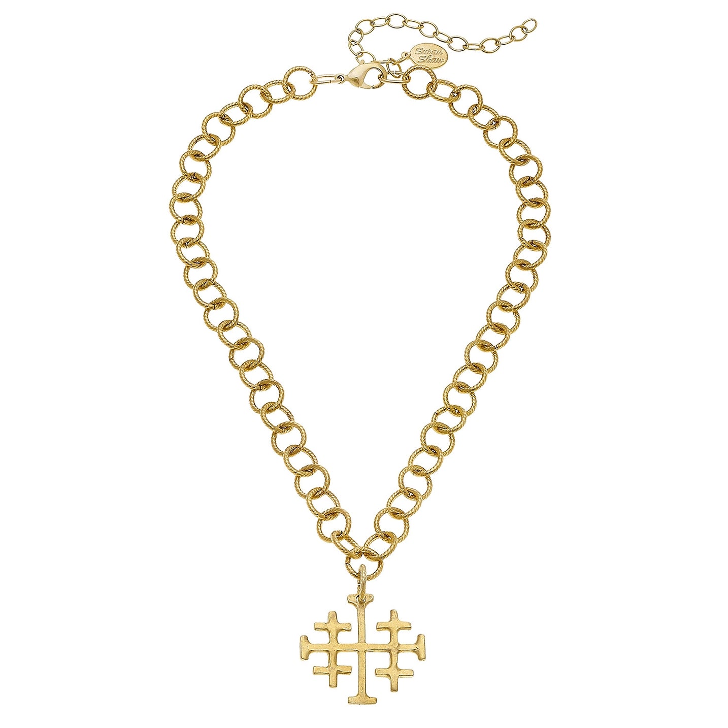 Large Gold Jerusalem Cross Necklace – Kirby’s Kloset