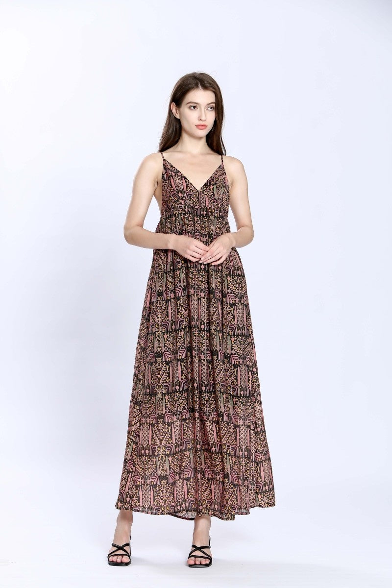 Printed Chain Strap Maxi Dress – Kirby’s Kloset